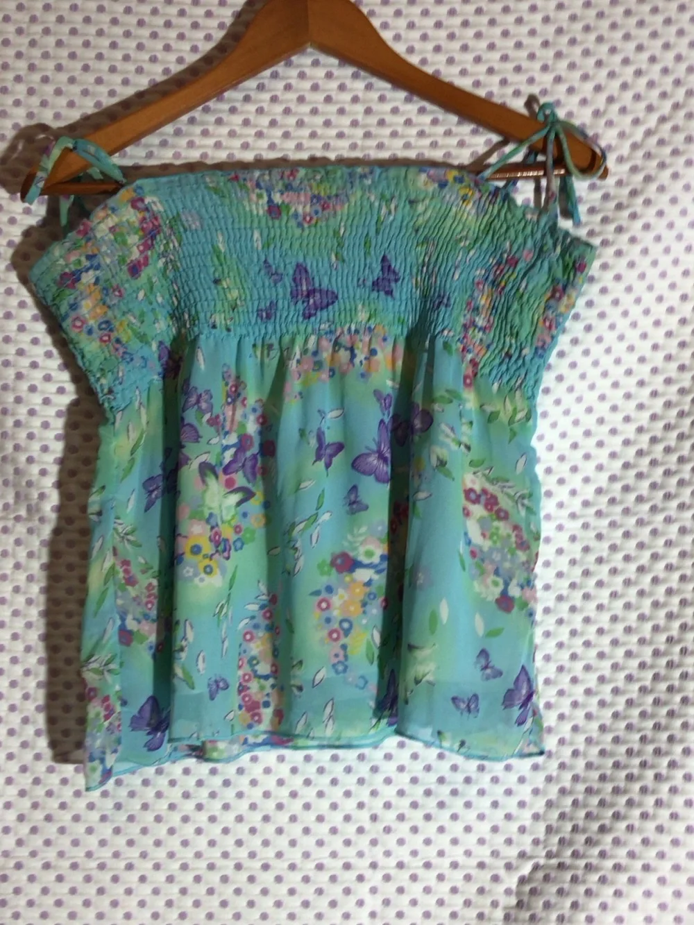No Boundaries | Tops | No Boundaries Aqua Floral Purple Butterfly ...